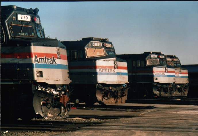 Amtrak F40 line up at Sputh Hampton St. in Boston, Mass. 1/20/97: The NERAIL New England ...