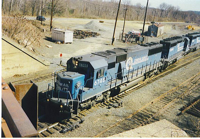 Conrail 6748 leading empty coal train in East Deerfield, MA: The NERAIL New England Railroad ...