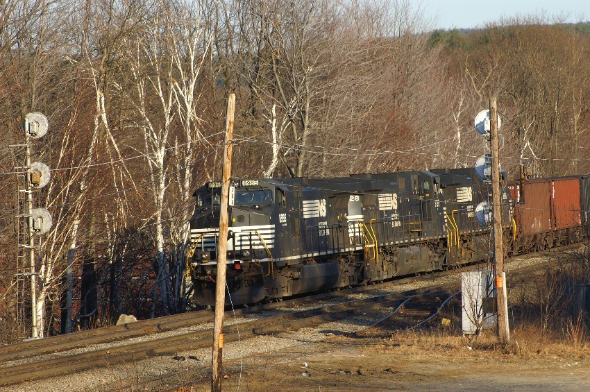 Empty coal train stops at the signal in Westminster MA 3/31/09: The NERAIL New England Railroad ...