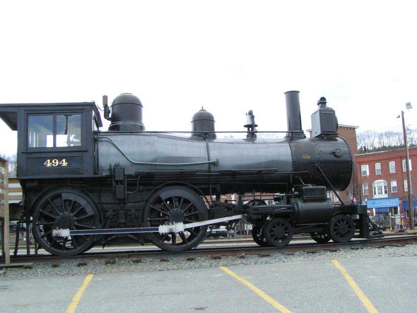 Side view of B & M Locomotive 494.: The NERAIL New England Railroad ...