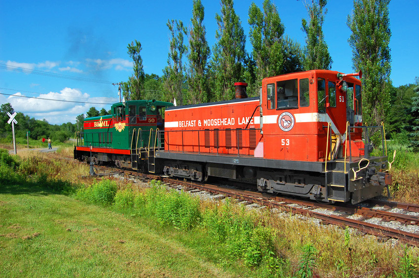 BML#50 deadheading BML#53 at the Oak Hill Rd grade crossing.: The ...