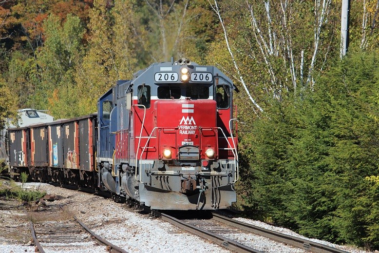 Vermont Railway 206 rolls south past the Vermont Marble Museum.: The ...