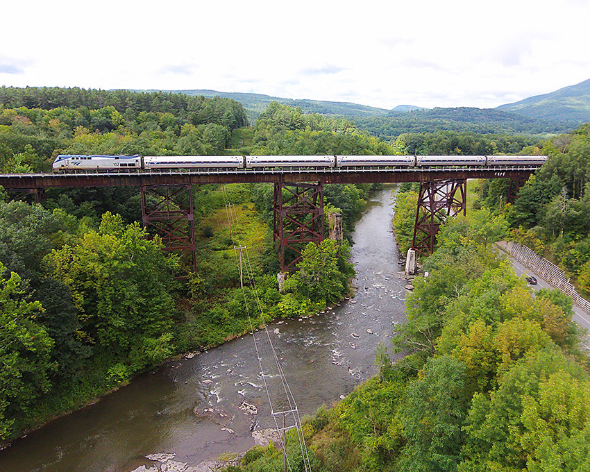 Amtrak Vermonter Xing the Sugar River Trestle in Claremont, NH: The ...