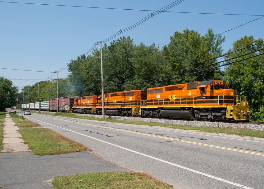 NECR 3477 Leads 611 Along Palmer Rd.: The NERAIL New England Railroad ...
