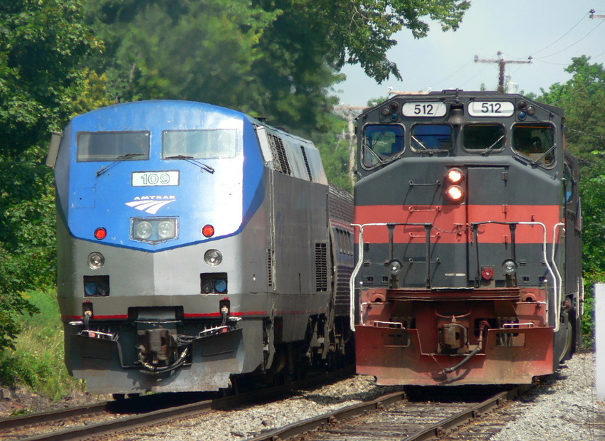Downeaster passes Guilford freight at Newfields, NH: The NERAIL New ...