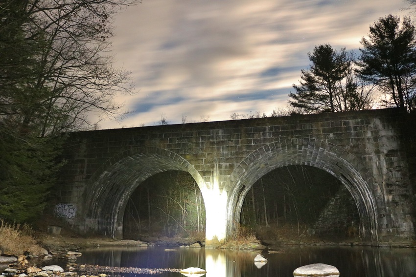 Double Arch Bridge at Night: The NERAIL New England Railroad Photo Archive